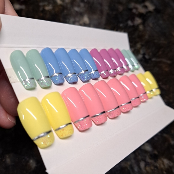 Makeup | Pastel French Tip Set Of 22 Custom Painted Salon Quality Press ...